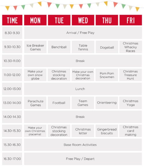 xmas timetable-01 : St Edward's Prep School - Reading